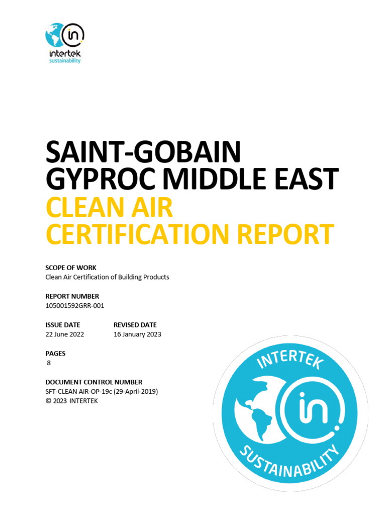 Clean Air Certification Report - CDPH v1.2 - 2022-2023. | PDF