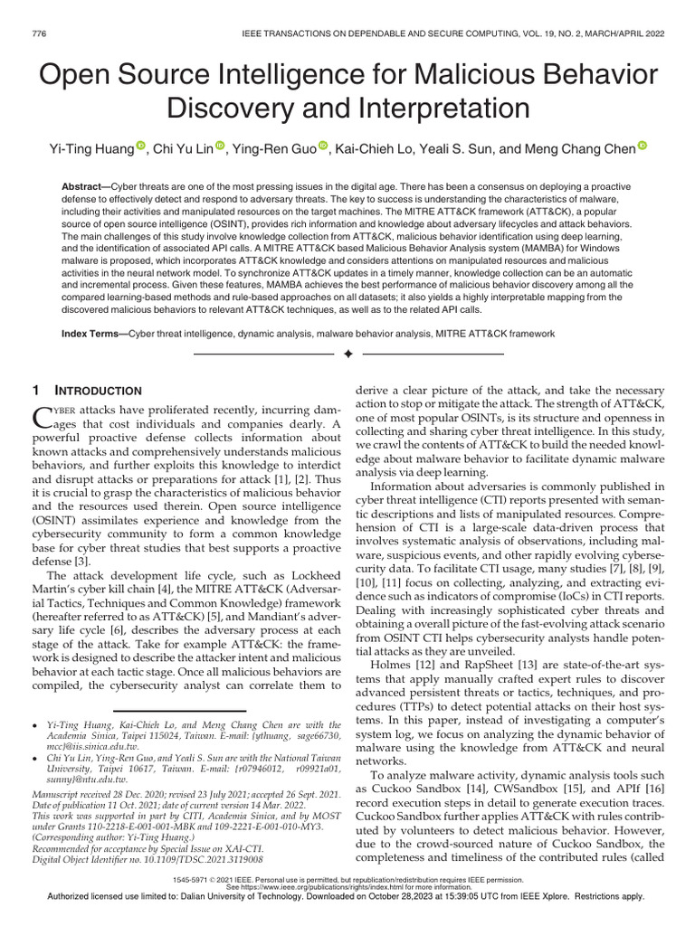 Open Source Intelligence For Malicious Behavior Discovery and ...