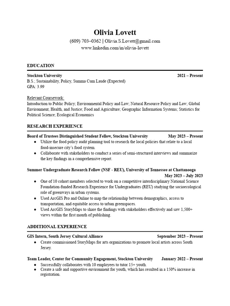 Olivia Lovett Academic CV | PDF