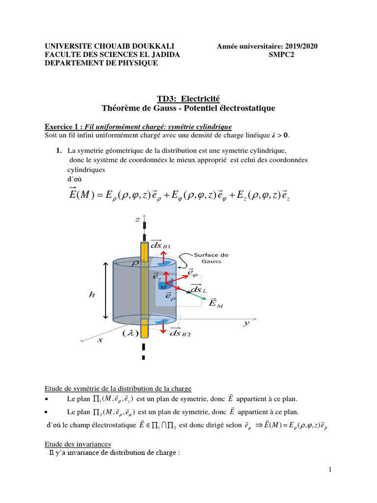 Electrostatique Solution TD N°-3-2020. | PDF