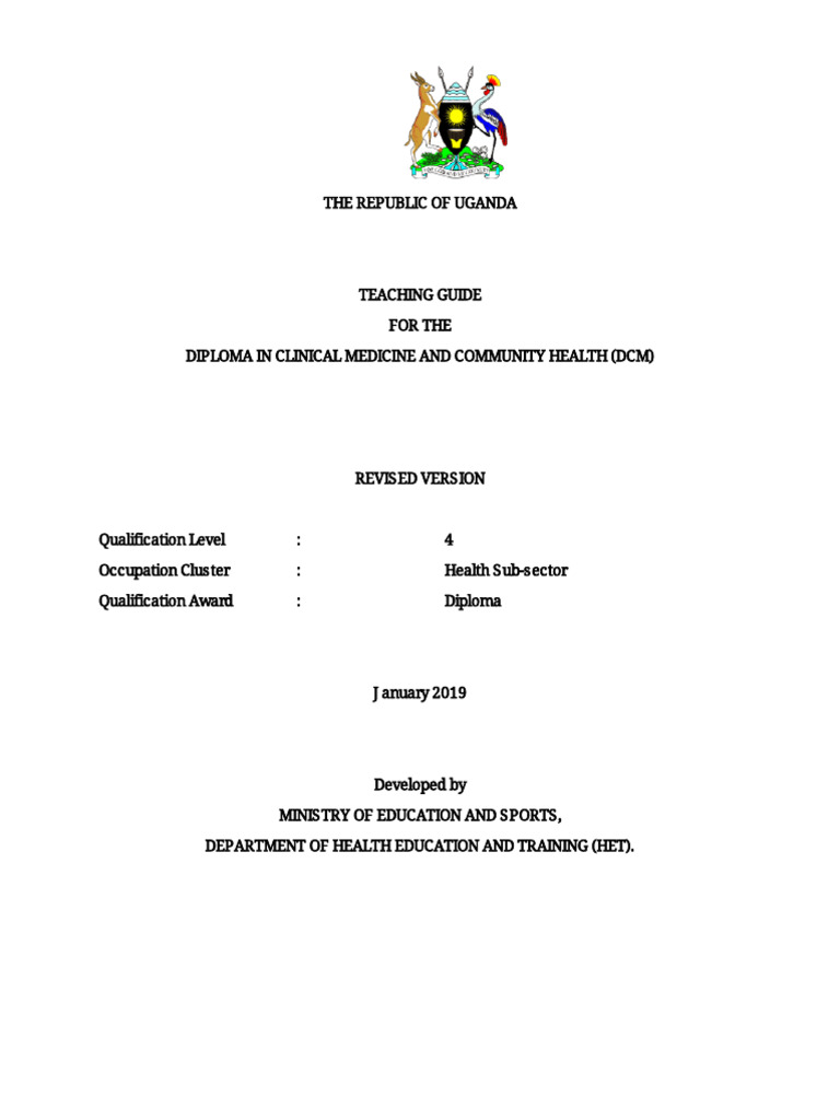 Teaching Guide For The Diploma In Clinical Medicine And Community