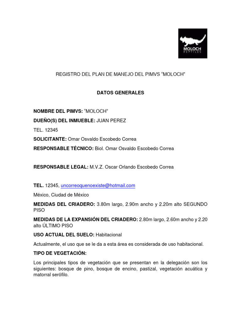 Plan De Manejo Pimvs Moloch Pdf Ciudad De México México 0085