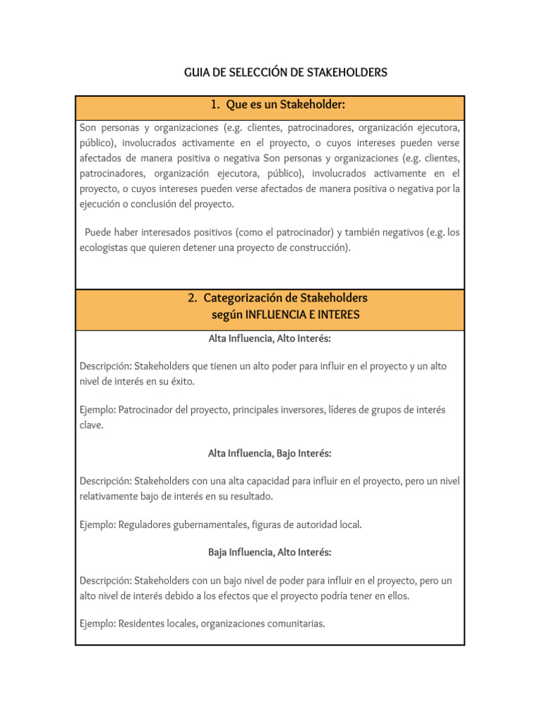 Guia de Seleccion de Stakeholders | PDF | Grupo de interés (corporativo ... Guia de Seleccion de Stakeholders | PDF | Grupo de interés (corporativo ...