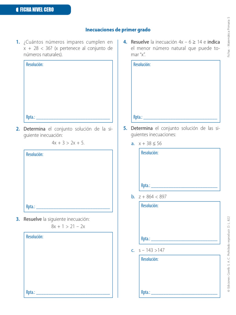Inecuaciones de Primer Grado | PDF