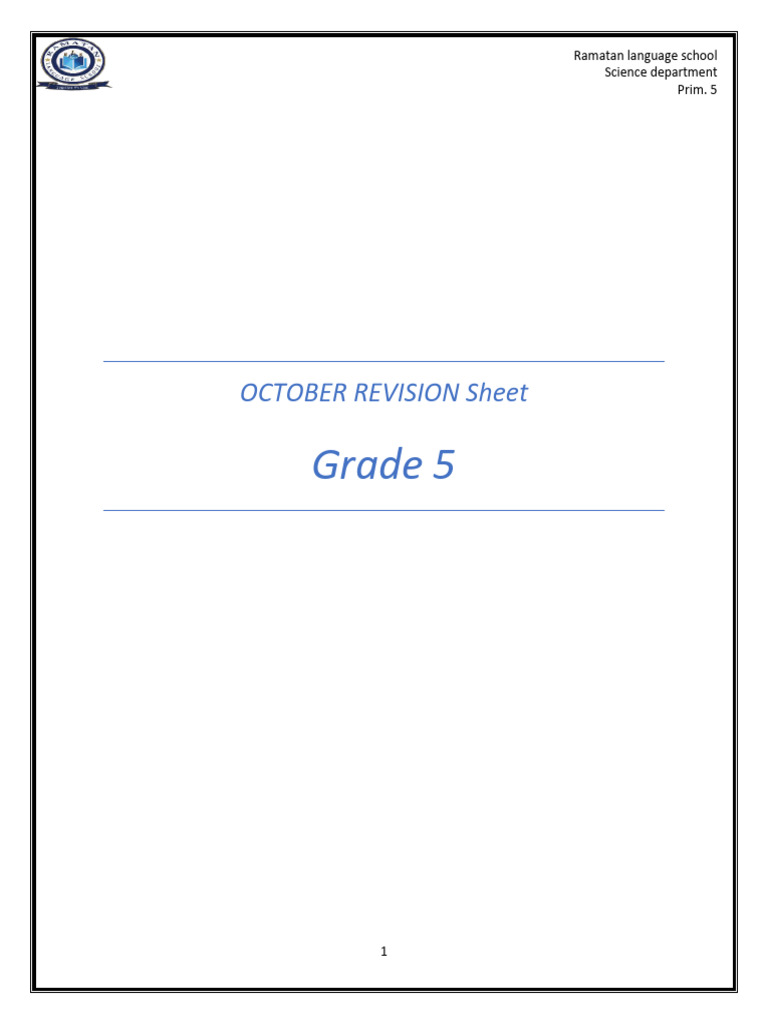 Sci, Prim5. October Revision Sheet | PDF | Leaf | Plants