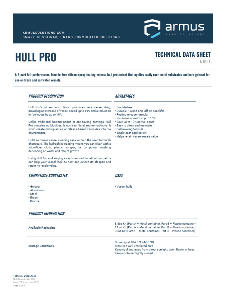 ARMUS-Hull Pro - TDS - 07122023 | PDF | Paint | Metals