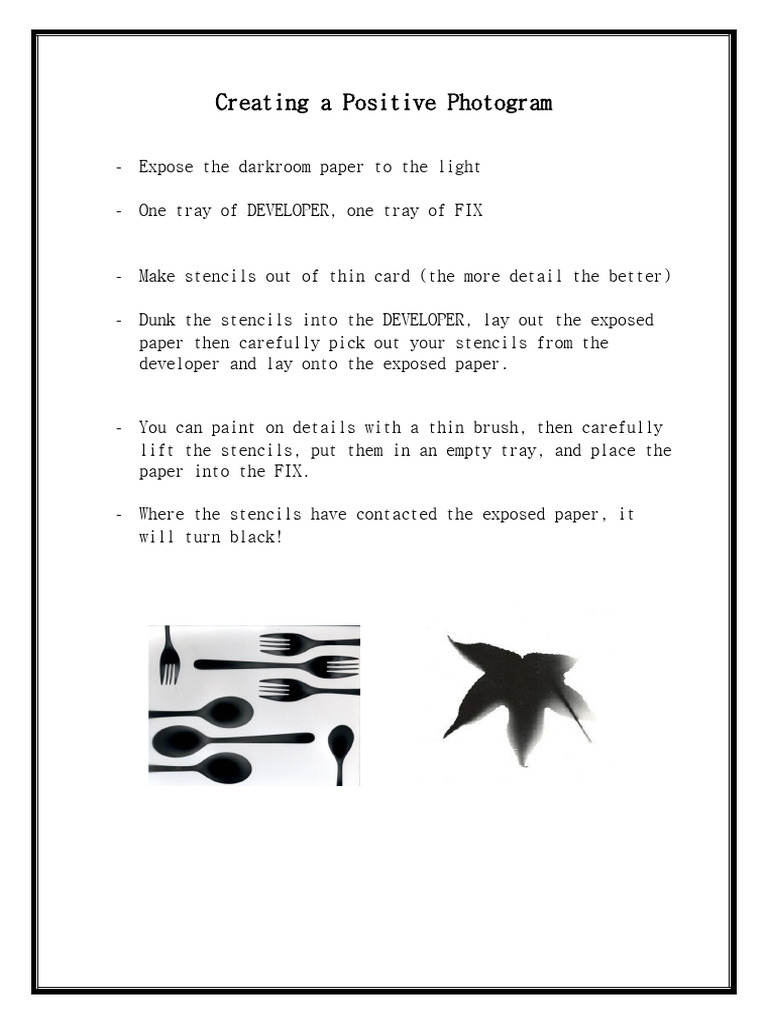Creating A Positive Photogram | PDF