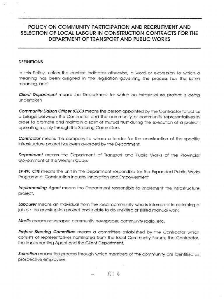WCG Policy On Community Participation | PDF
