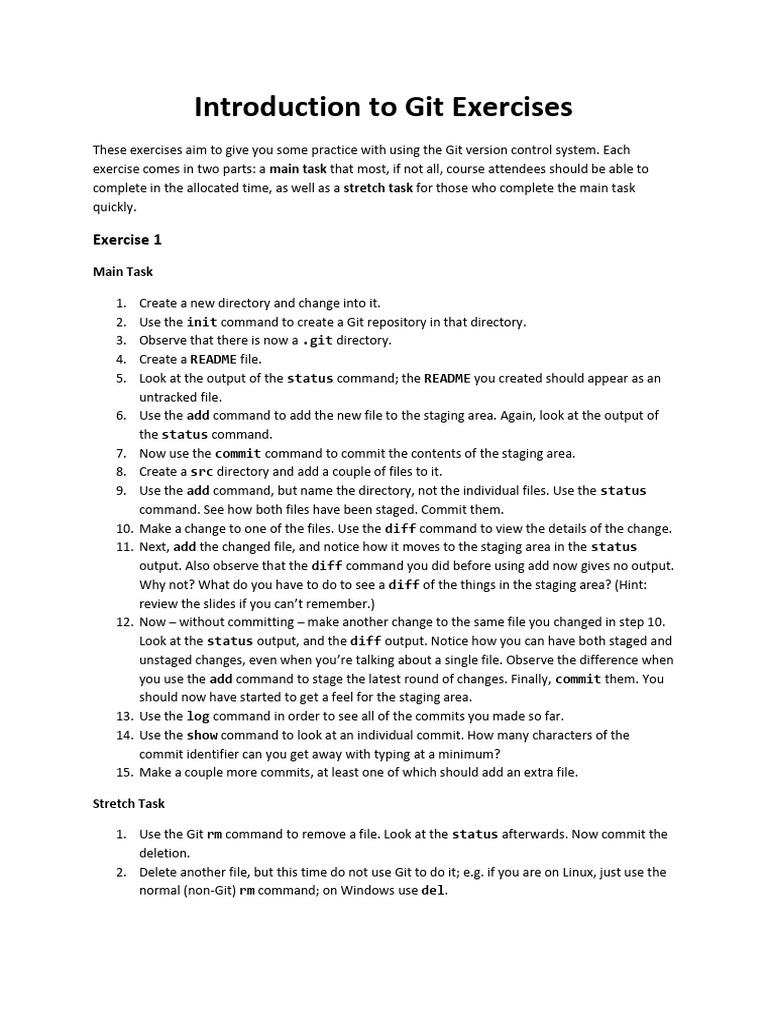 Git Exercises | PDF | Computer File | Computer Architecture