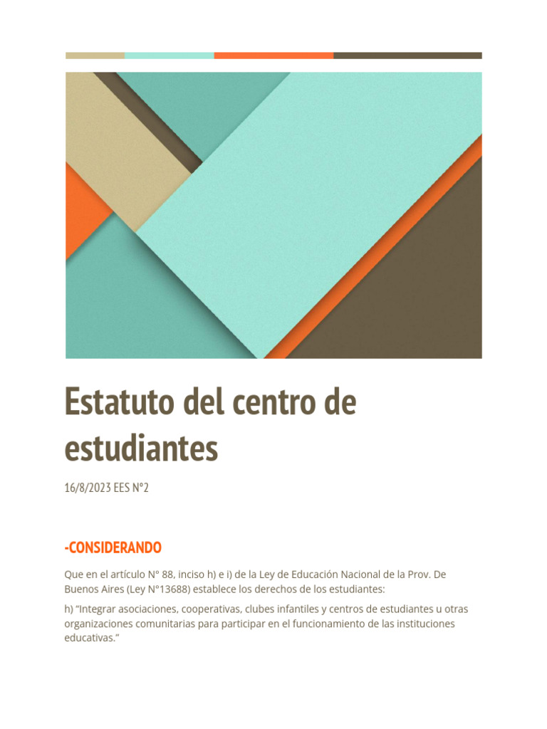 Estatuto Del Centro de Estudiantes 2023 y 2024 | PDF Estatuto Del Centro de Estudiantes 2023 y 2024 | PDF