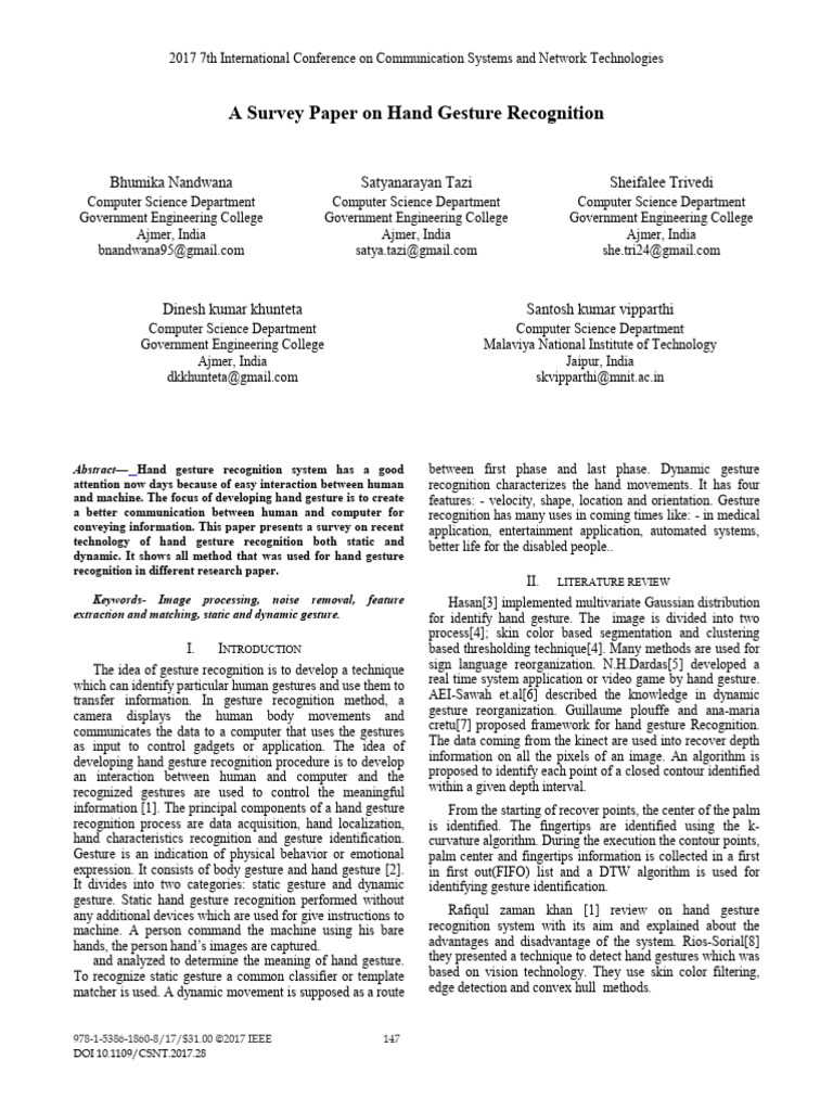 05 A Survey Paper On Hand Gesture Recognition | PDF
