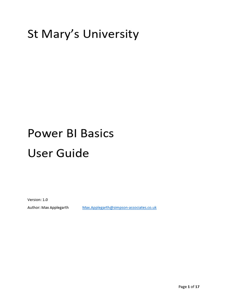ST Marys Power Bi Basics User Guide v2 | PDF