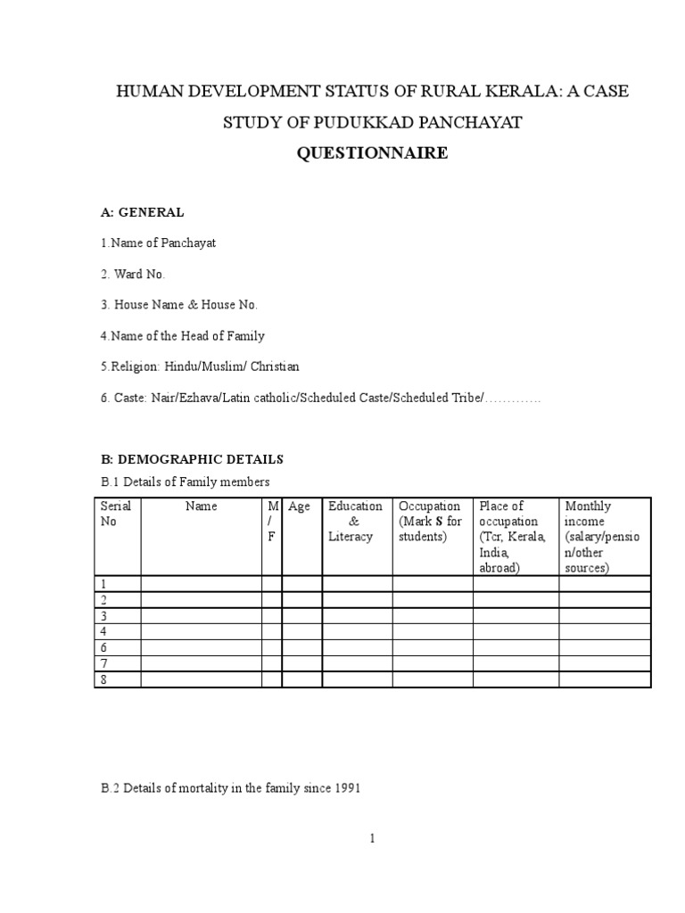 Questionnaire of Human Development | PDF | Nature