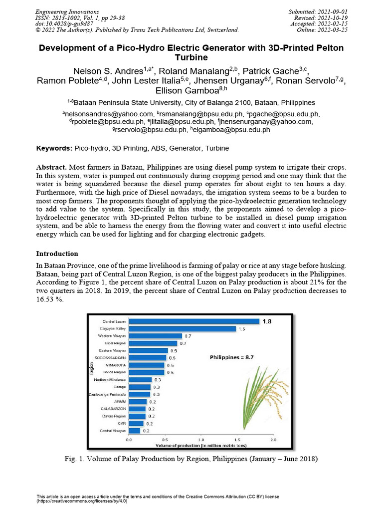 Development of A Pico-Hydro Electric Generator Wit | PDF | Electric ...