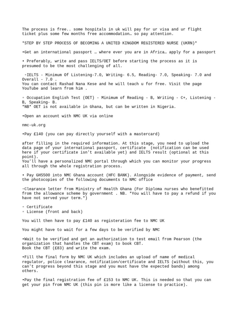 Step By Step Process Of Becoming A United Kingdom Registered Nurse