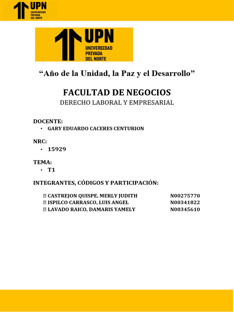 EXAMEN T1 Derechho Empresarial y Laboral | PDF | Justicia | Crimen y ...