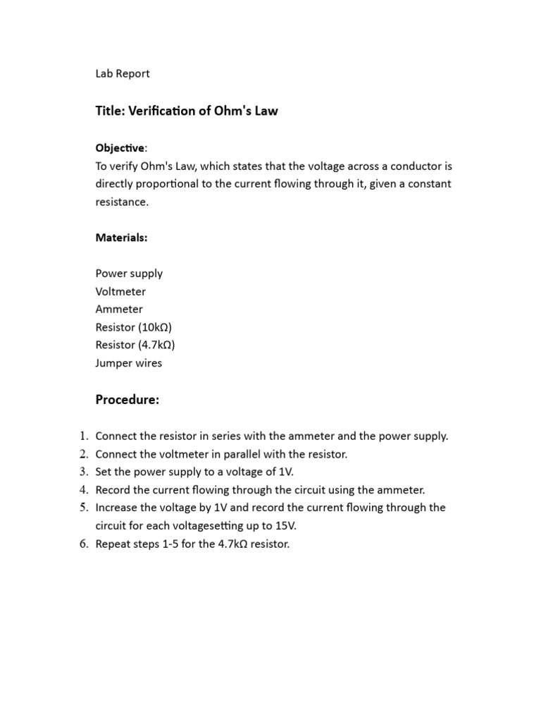 Verification of Ohm's Law | PDF