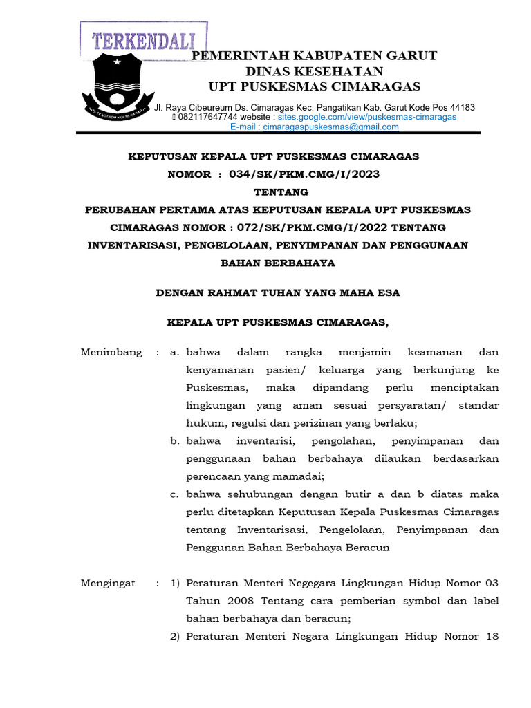 1.4.3.b SK Pengelolaan Limbah B3 | PDF