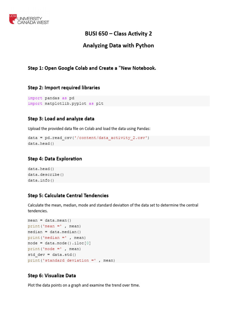 Class Activity-2 | PDF | Moving Average | Mean