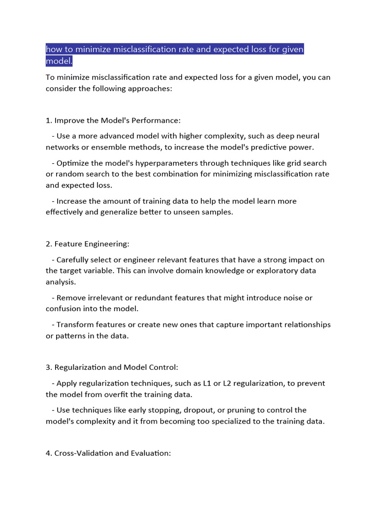 How To Minimize Misclassification Rate and Expected Loss For Given ...