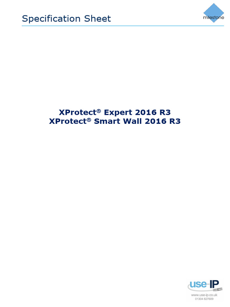 Specification Sheet: Xprotect Expert 2016 R3 Xprotect Smart Wall 2016 R3 | PDF