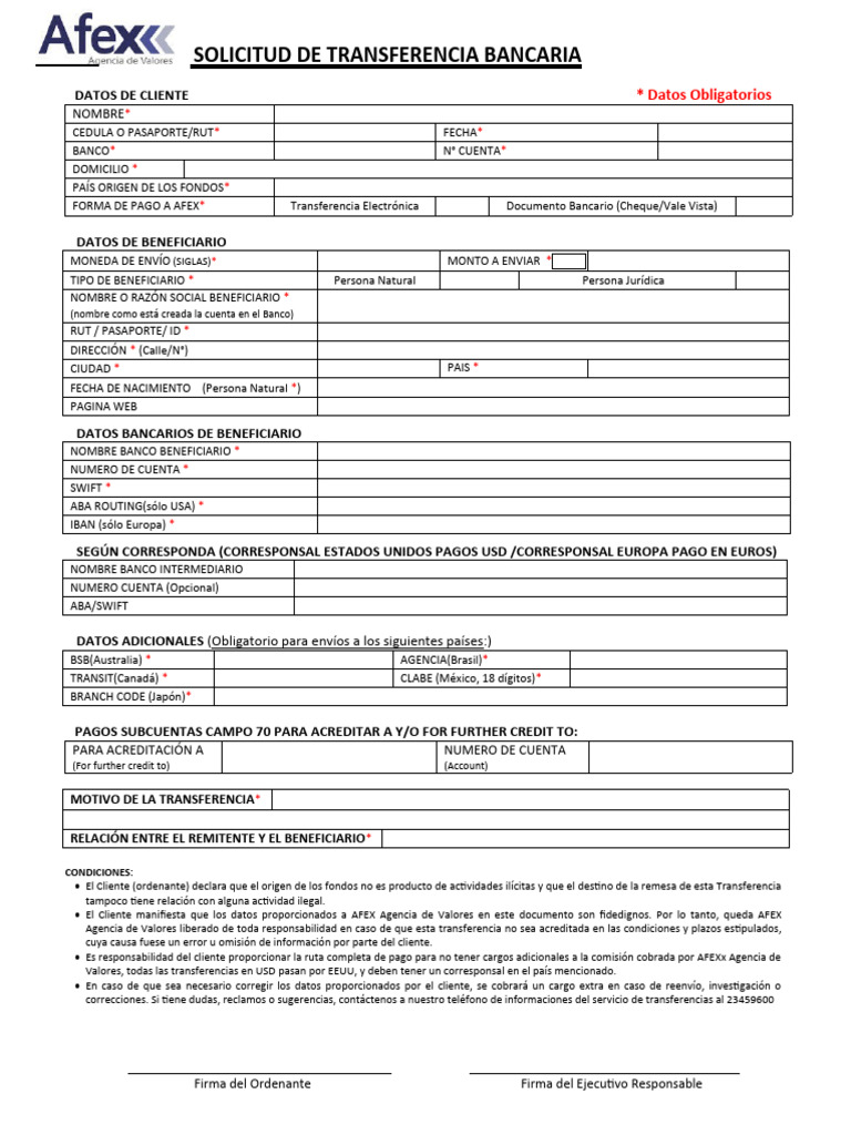 NUEVA Solicitud de Transferencia 2022 | PDF | Transferencia bancaria ...