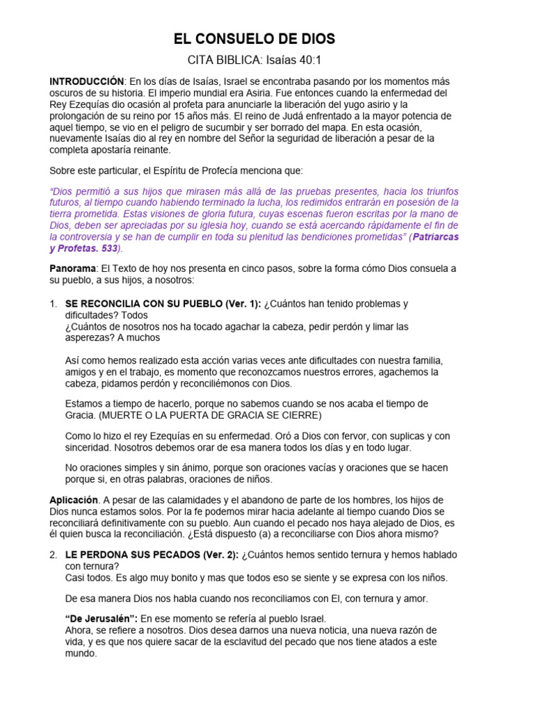 El Consuelo Divino en Isaías 40 | PDF | Cautiverio babilónico | Oración