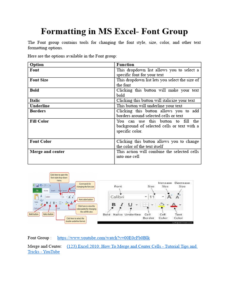 Formatting in Excel | PDF