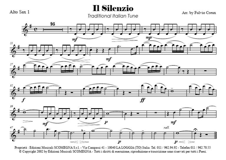 Il Silenzio (Alto Sax 1) | PDF