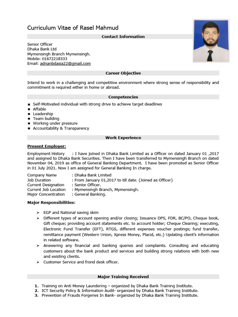 Adnan CV New | PDF | Banks | Cheque