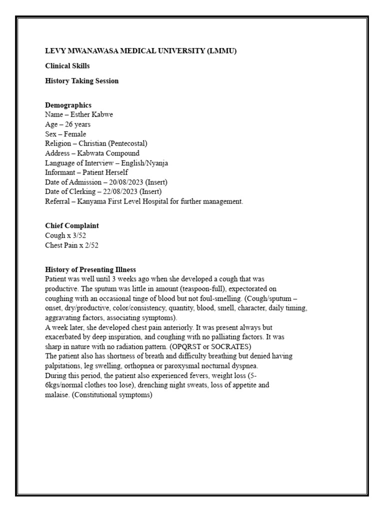 History Taking | PDF | Alcoholic Beverages | Clinical Medicine