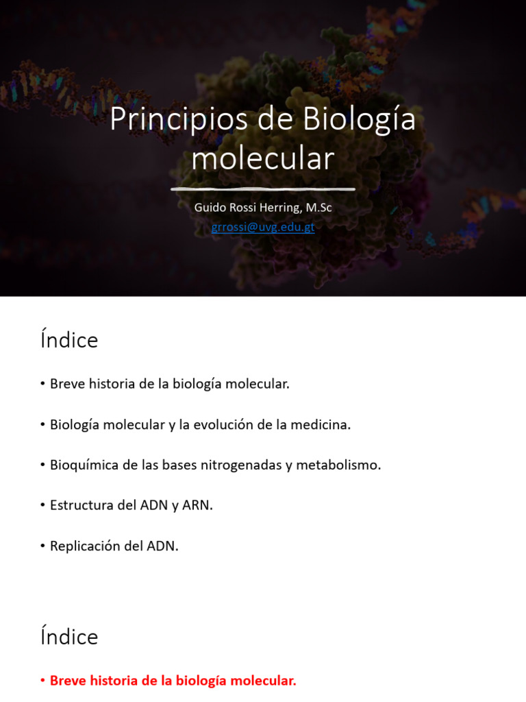Principios de Biología Molecular | PDF | Adn | Gene