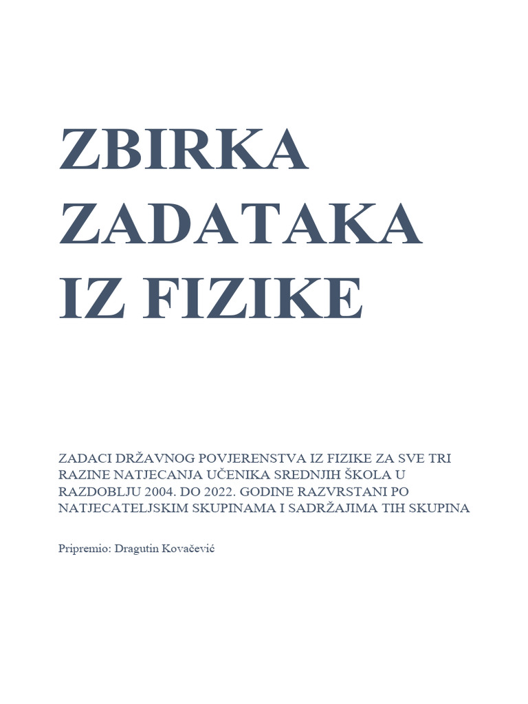 Zbirka Fizika | PDF
