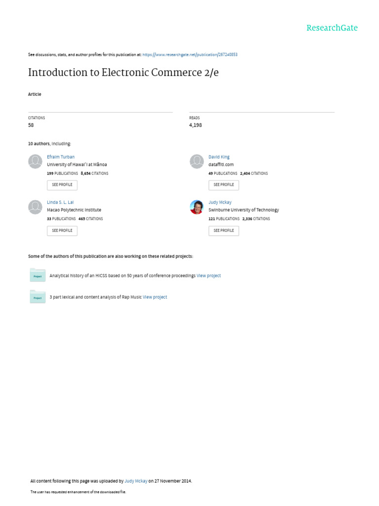 Introduction to Electronic Commerce 2e | PDF | E Commerce | Web 2.0