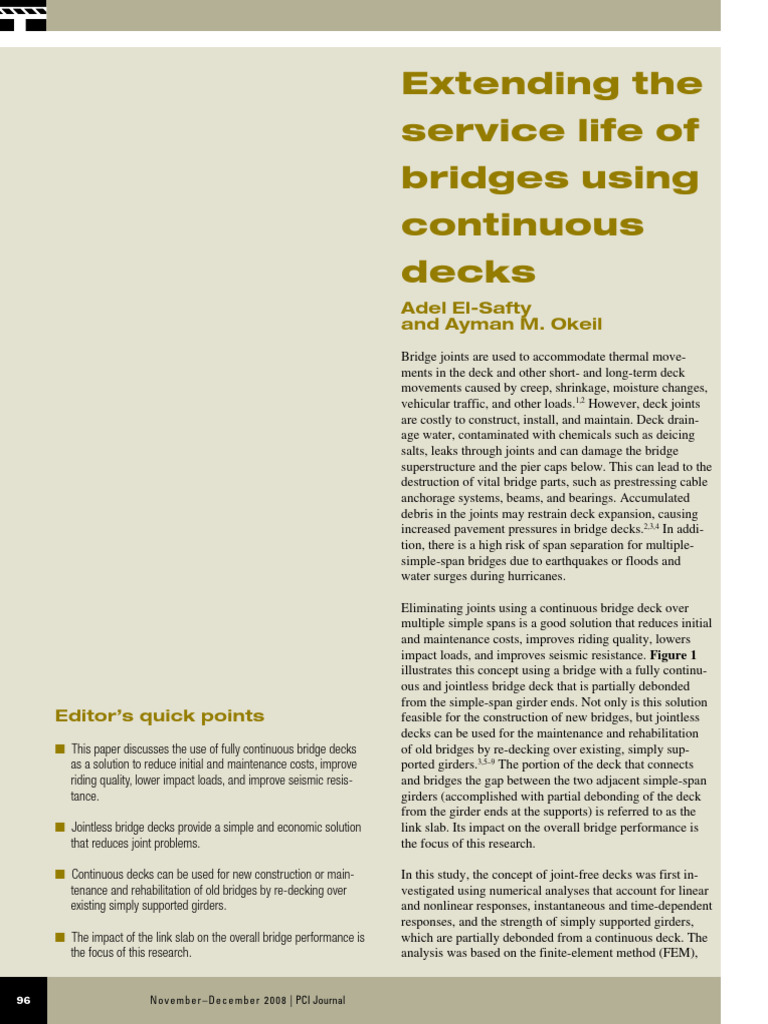 Extending The Service Life of Bridges Using Continuous Decks | PDF