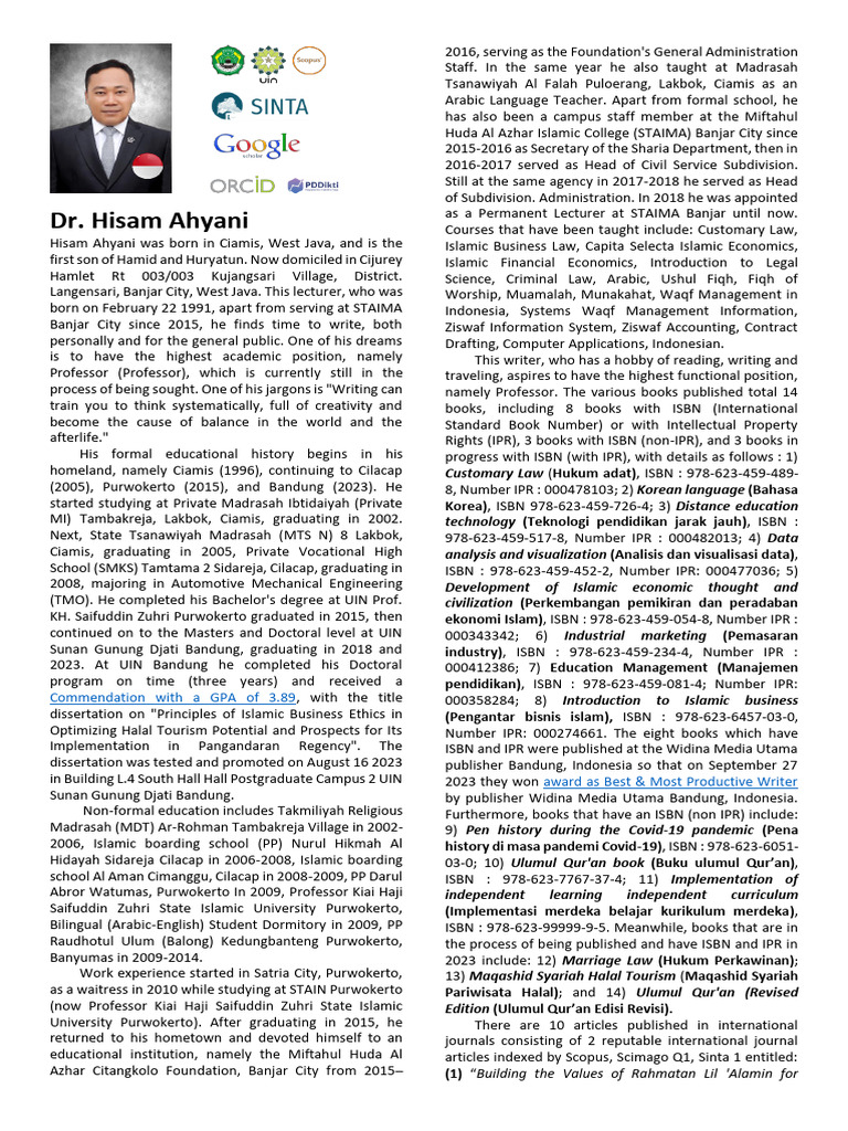 EN - New 16 Oktober 2023 Rekap Portofolio Hisam Ahyani | PDF | Sharia | Science