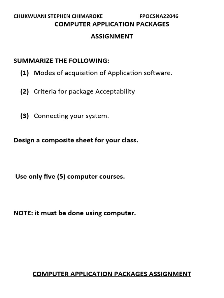 Computer Application Package1 | PDF | Systems Engineering | Information And Communications ...