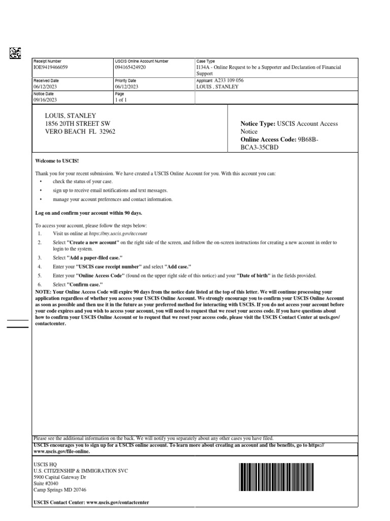 USCIS Online Account Access Notice | PDF | United States Citizenship ...