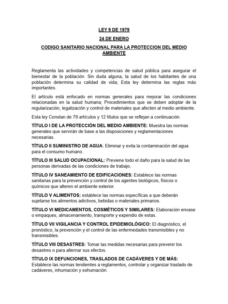 Ley 9 de 1979 | PDF