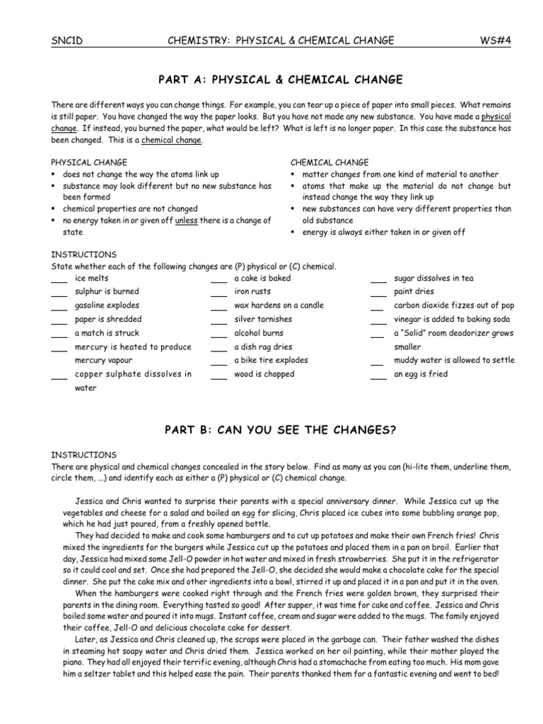 5.1 Physical & Chemical Change | PDF