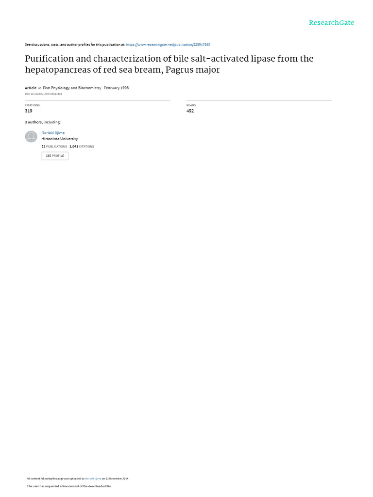 Purification and Characterization of Bile Salt-Act | PDF