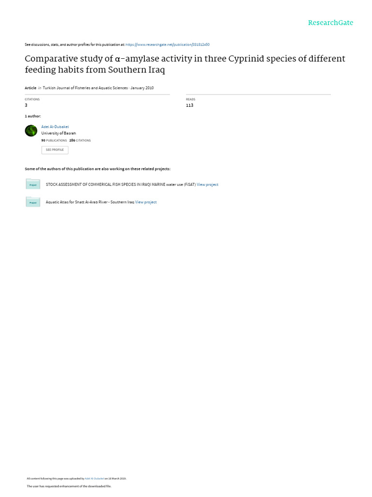 Parative Study of - Amylase Activity | PDF | Fish