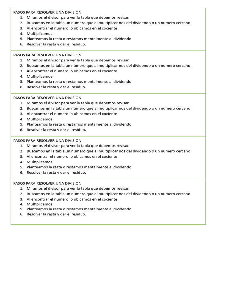 Pasos para Resolver Una Division | PDF