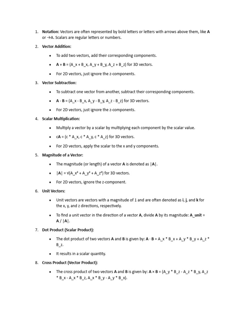 Vector Notes | PDF | Euclidean Vector | Mathematics Vector Notes | PDF | Euclidean Vector | Mathematics