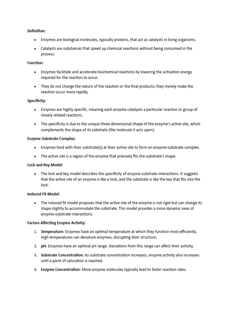Enzyme Notes | PDF
