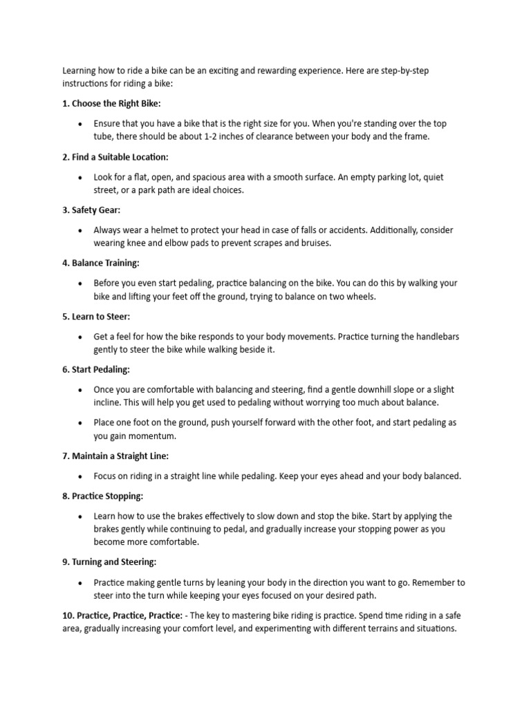 How To Ride A Bike | PDF