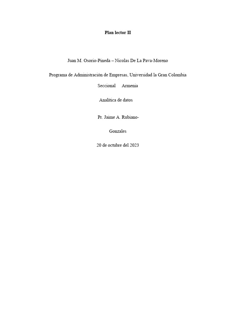 Plan Lector II | Descargar gratis PDF | Inteligencia artificial | Inteligencia (IA) y semántica