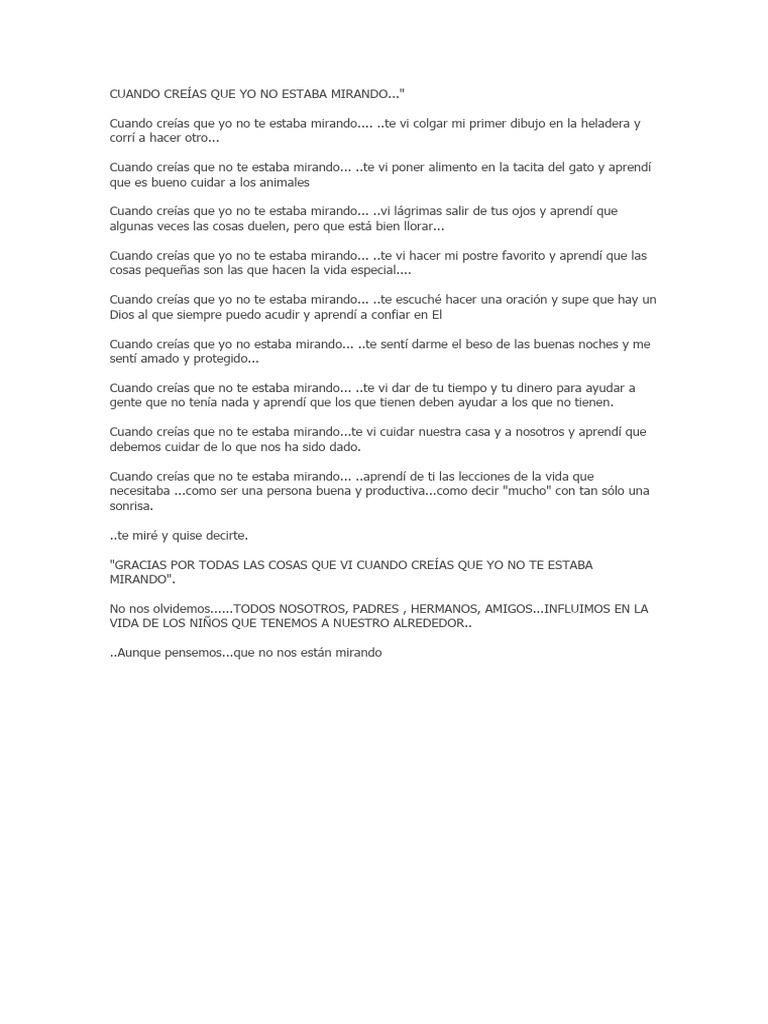 CUANDO CREÍAS QUE YO NO ESTABA MIRANDO | PDF CUANDO CREÍAS QUE YO NO ESTABA MIRANDO | PDF