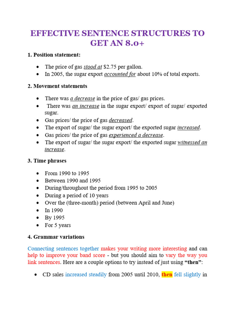 IELTS Writing Task 1 Vocabulary Guide | PDF