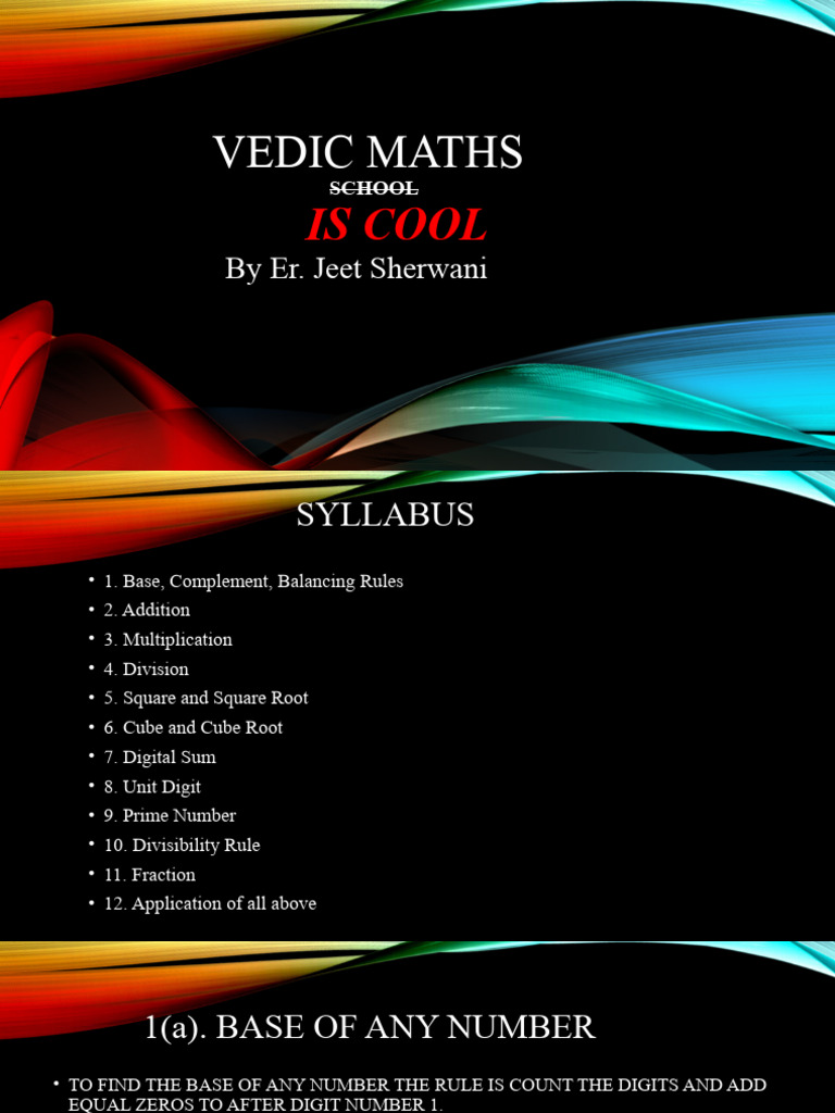 Vedic Maths | PDF | Teaching Methods & Materials